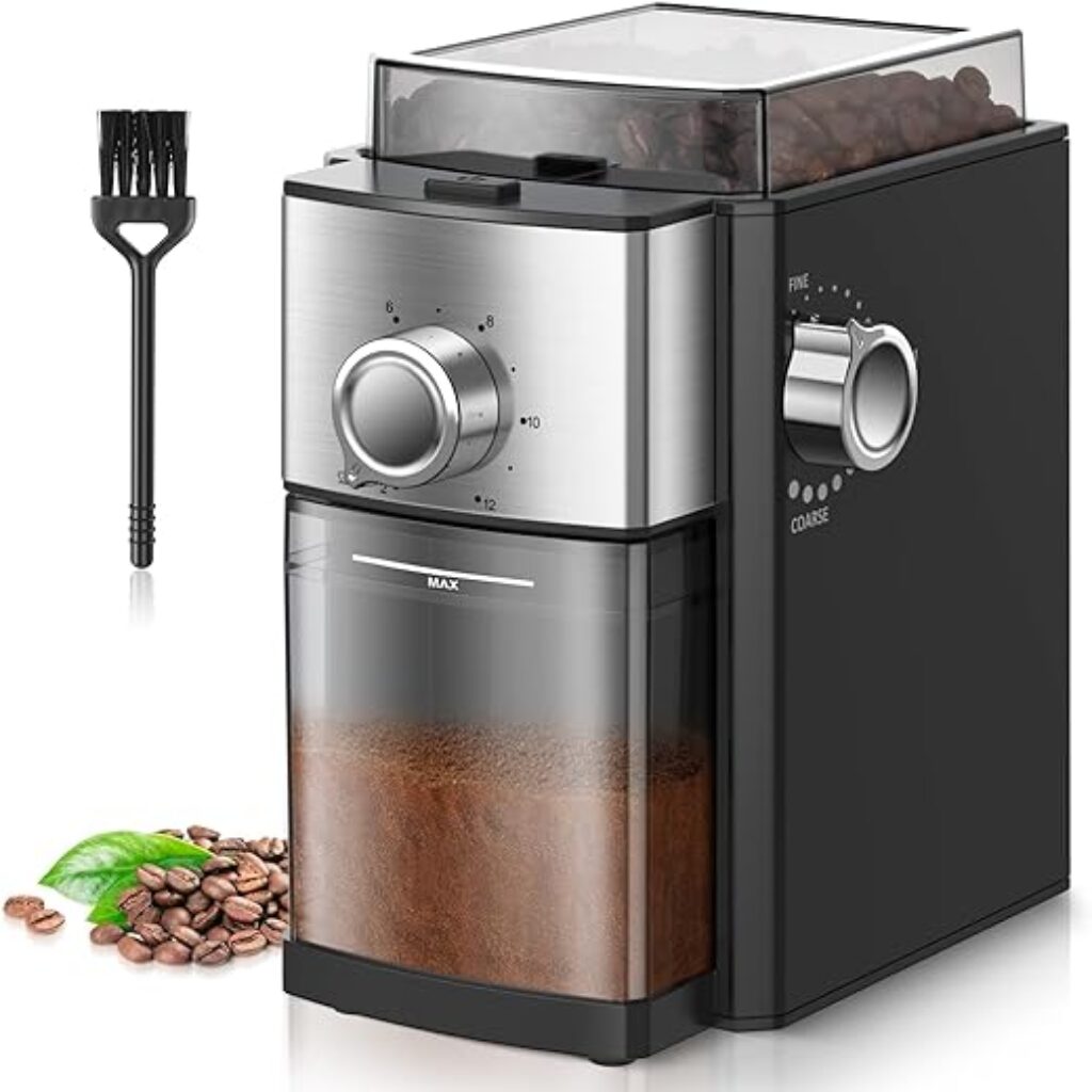 CHEFFANO Burr Coffee Grinder, Electric Coffee Bean Grinder [150W Max ...