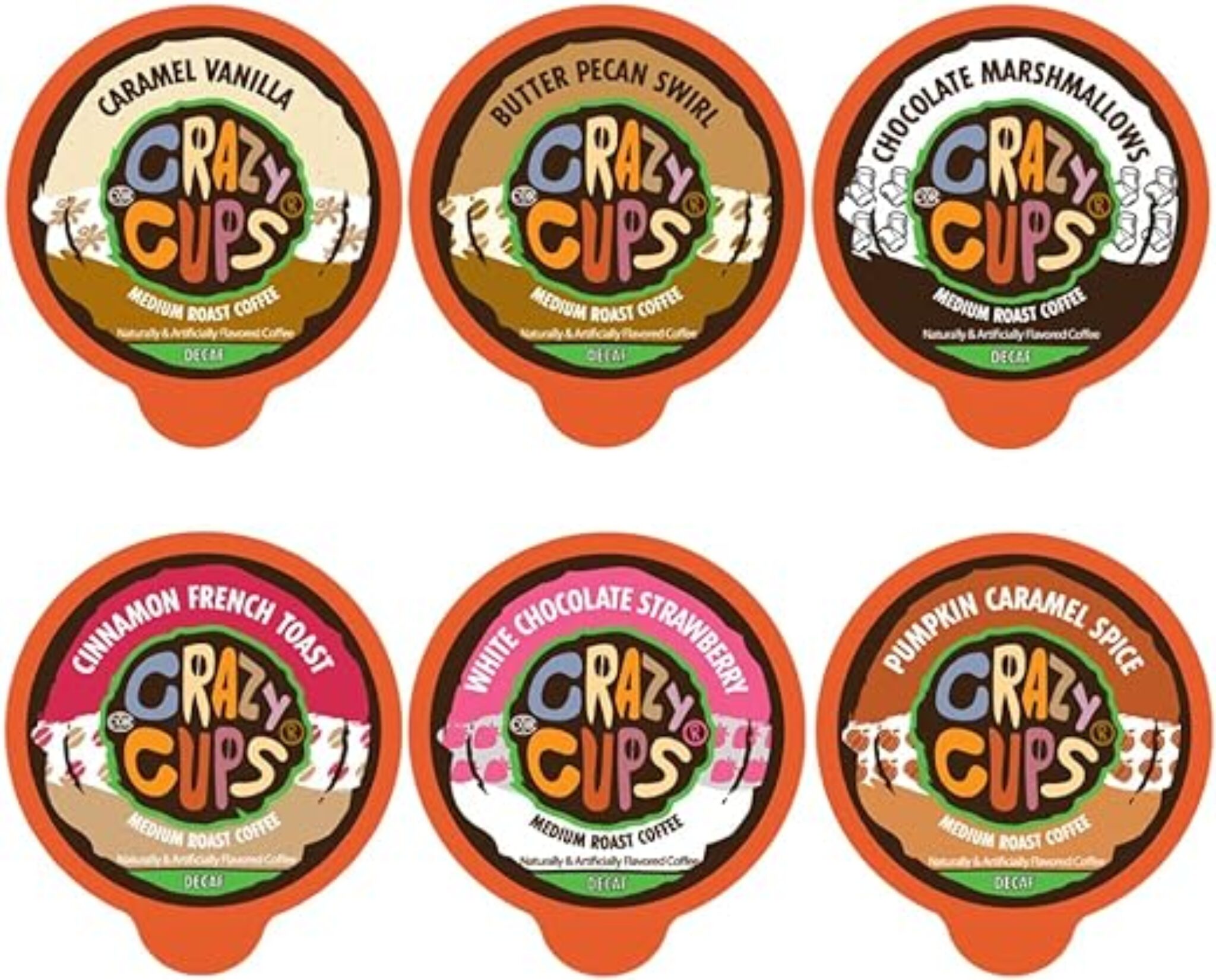 Crazy Cups Flavored Decaf Coffee Variety Pack, Hot or Iced Coffee for ...