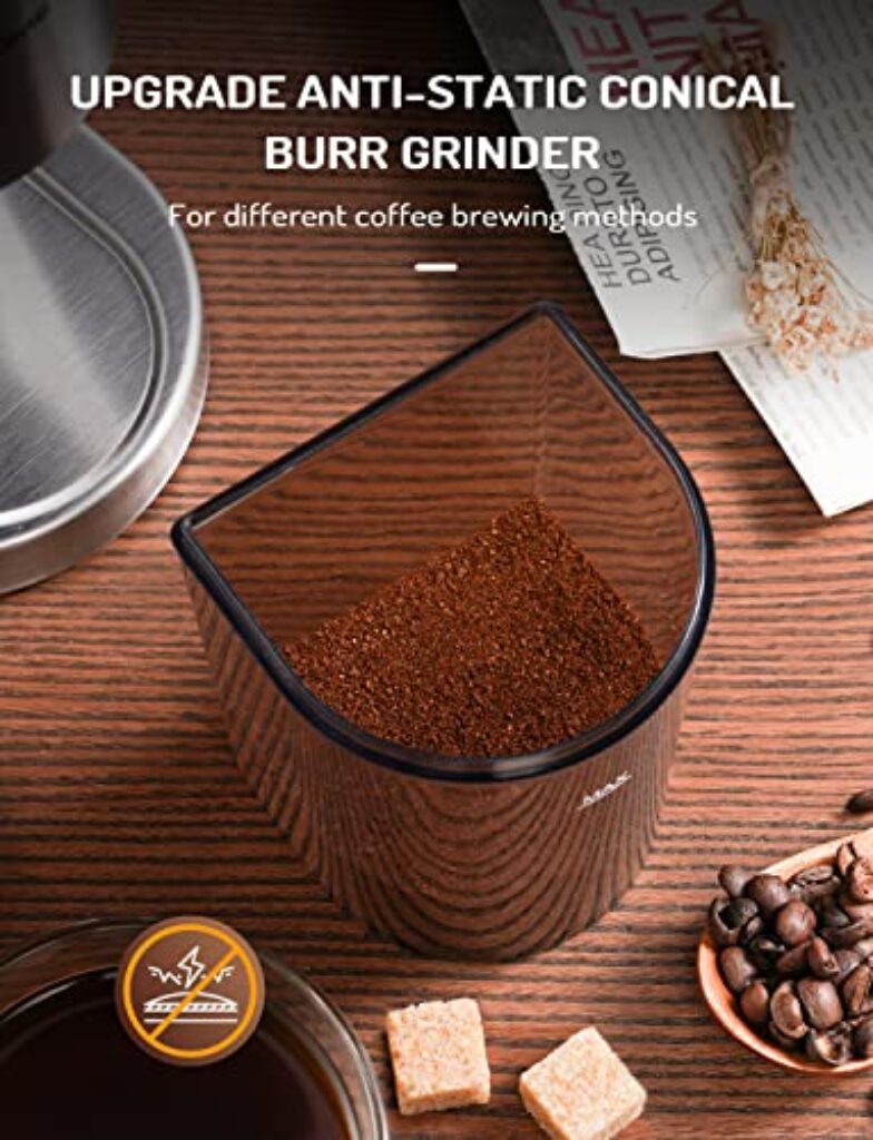 TWOMEOW Conical Burr Coffee Grinder Electric, Anti-static Coffee Bean ...